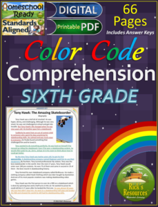 close reading comprehension color-coding text evidence 6th grade print and digital versions