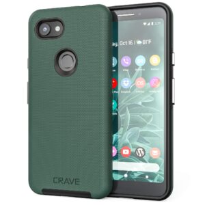 crave pixel 3a case, dual guard protection series case for google pixel 3a - forest green