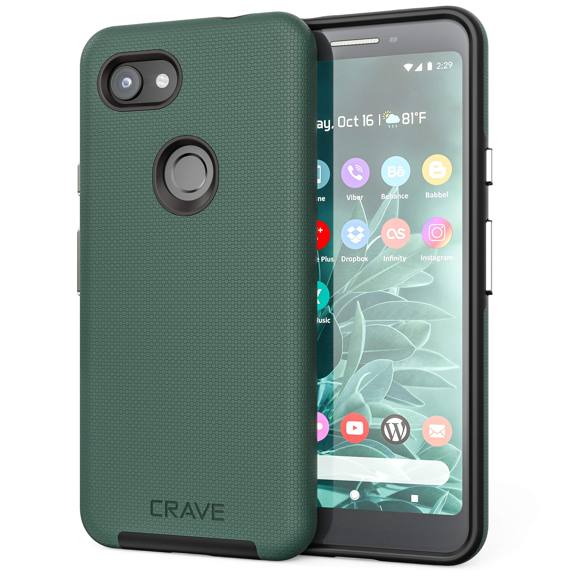 Crave Pixel 3a Case, Dual Guard Protection Series Case for Google Pixel 3a - Forest Green