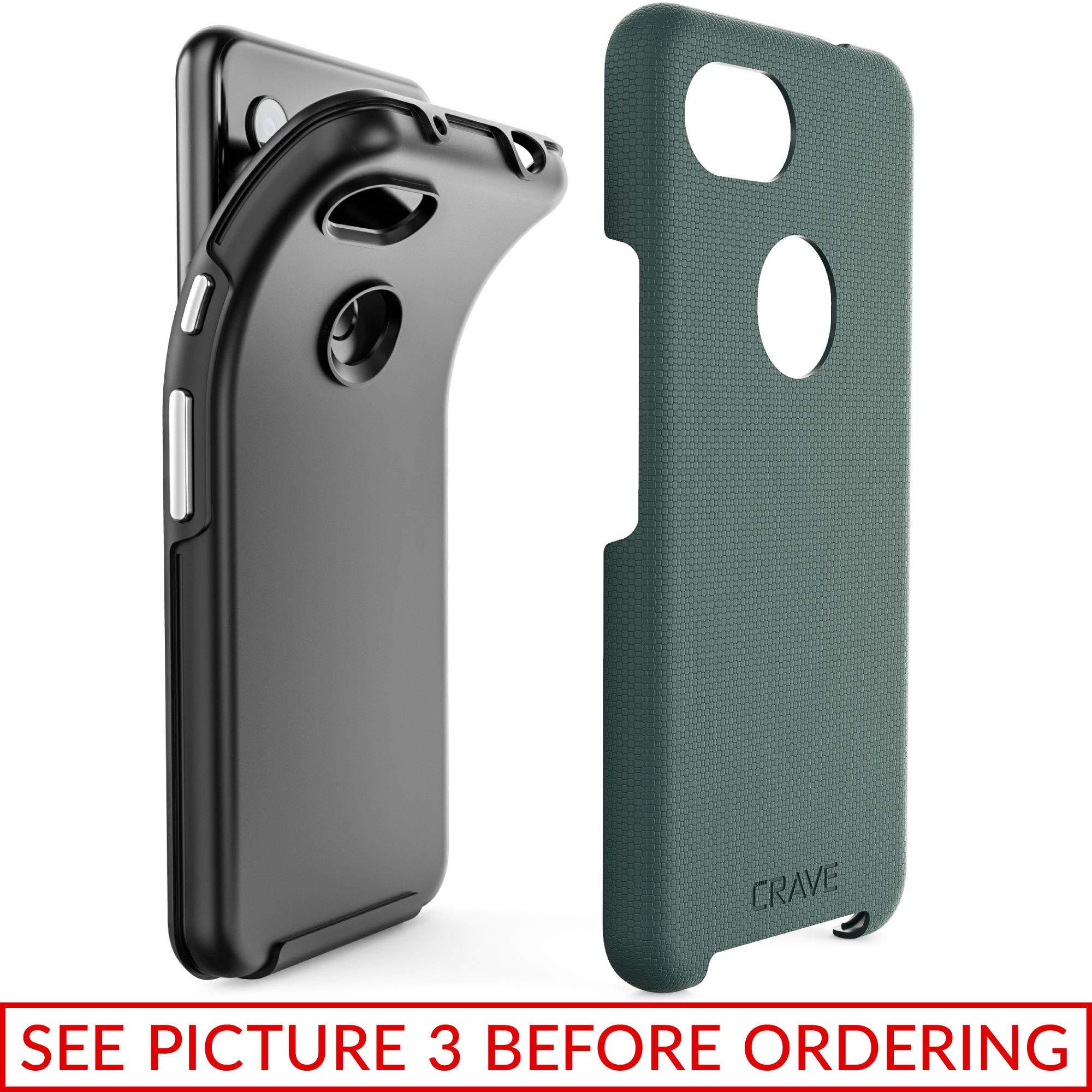 Crave Pixel 3a Case, Dual Guard Protection Series Case for Google Pixel 3a - Forest Green