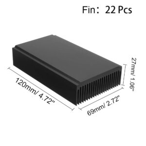 Aluminum Large Heatsink 4.72''x2.72''x1.06'' inch /120x69x27mm Heat Sink Cooling Black Oxide Radiator 22 Fin for Computer LED Power