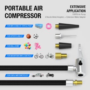 JF.EGWO 3000Amp Car Jump Starter with Air Compressor, 150PSI Tire Inflator with Digital Screen Pressure Gauge, 24000mAh 12V Auto Battery Booster (9.0L Gas/ 8.5LDiesel Engine), 2 USB Port 2 Light