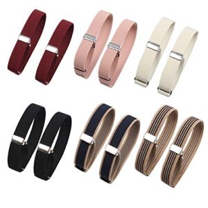 12pcs/6 pairs unisex elastic adjustable armbands anti-slip shirt garters sleeve holders armbands sport armband strap for women and men, 6 colors