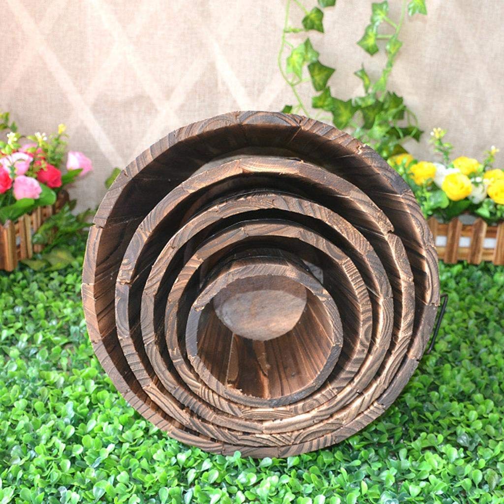 CoscosX Rustic Wooden Barrel Planter, Brown, 10x12x9cm, Ideal for Indoor and Outdoor Decor