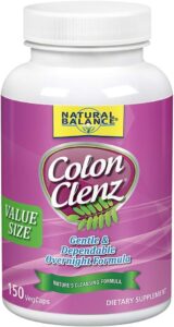 natural balance colon clenz | herbal colon cleanse & detox supplement | gentle & dependable overnight formula (150 ct)