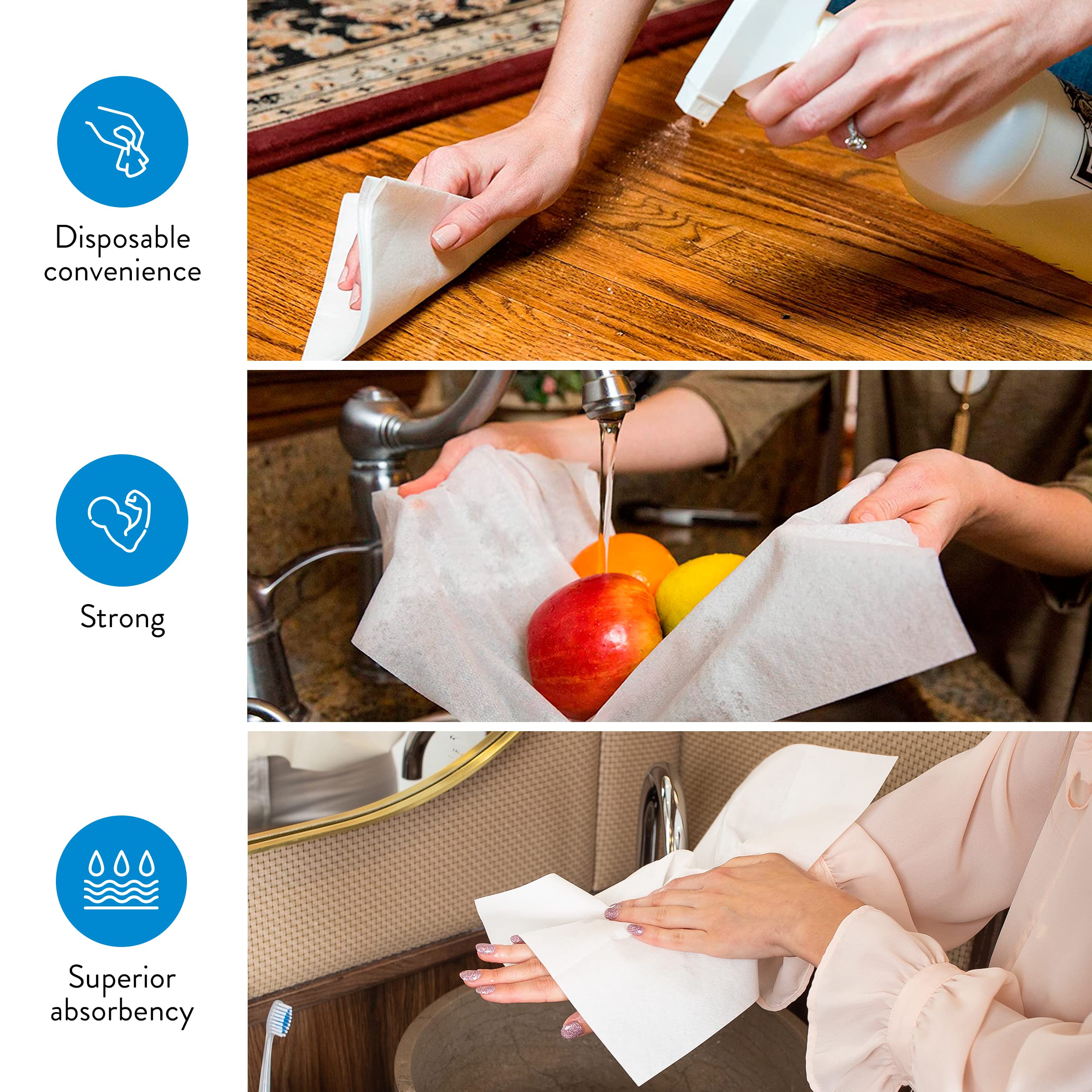 AH AMERICAN HOMESTEAD - Disposable Hand Towels for Bathroom - White Linen Like Guest Napkins - Bathroom Paper Towels for Guests - Ideal for Paper Dinner Napkins (200 Count- Quilted Soft - 15.5" x 12")