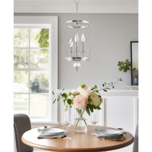 Kira Home Eleanor 26.5" 3-Light Modern Foyer Light Pendant Chandelier, Cylinder Metal Shade, Adjustable Height, Brushed Nickel Finish