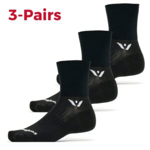 Swiftwick- ASPIRE FOUR (3 Pairs) Cycling & Trail Socks, Breathable, Compression Fit (Black, Large)