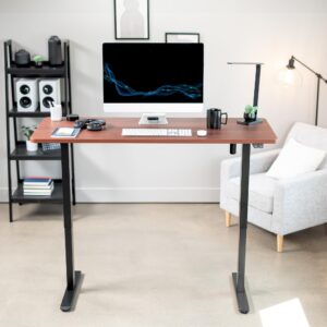 VIVO 60-inch Electric Height Adjustable 60 x 24 inch Stand Up Desk, Dark Walnut Solid One-Piece Table Top, Black Frame, Home & Office Furniture Sets, B0 Series, DESK-KIT-B06D