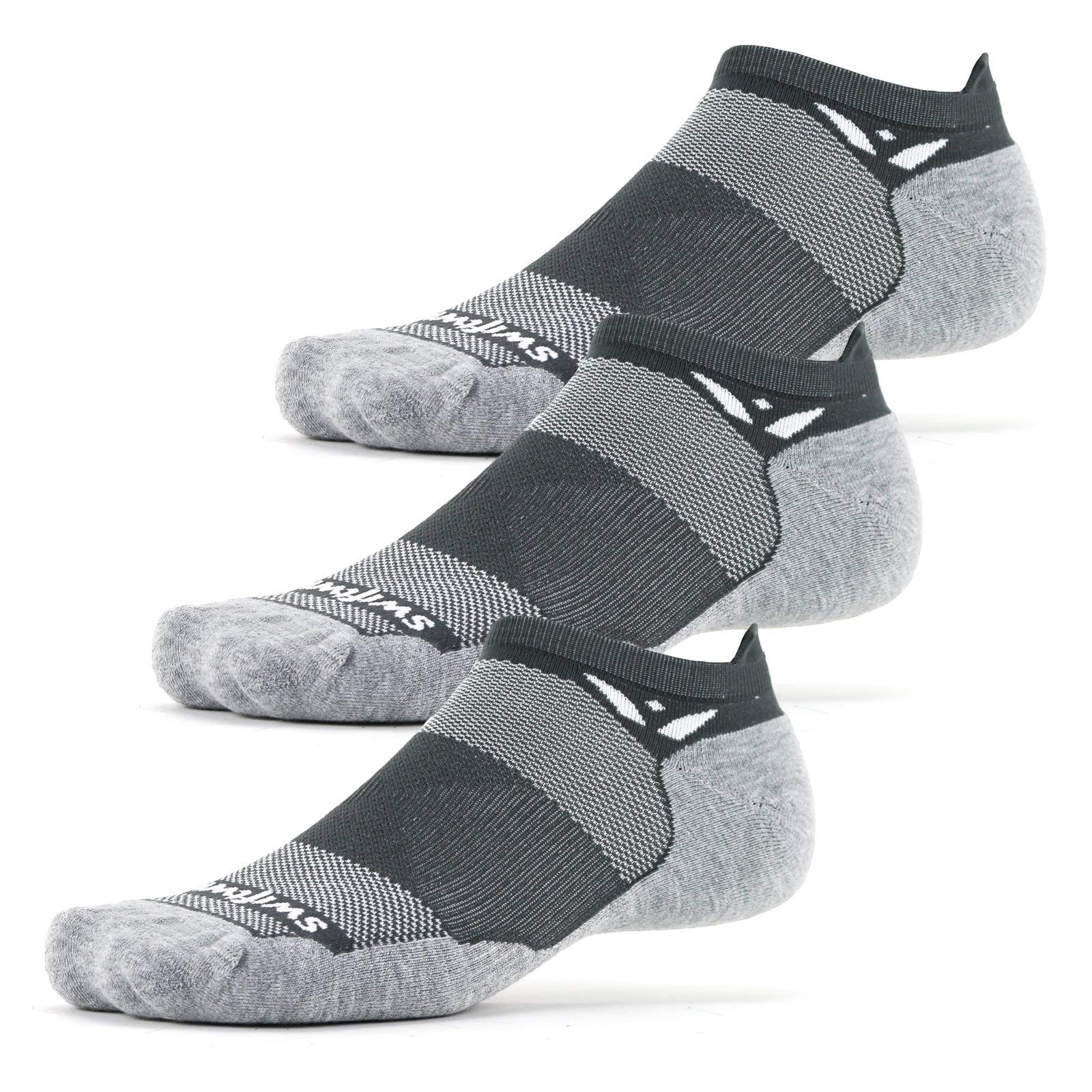 Swiftwick- MAXUS ZERO Tab (3 Pairs) Running & Golf Socks, Maximum Cushion (Gray, X-Large)