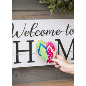 Welcome to our Home Interchangeable Wood Sign | 10 pieces for all Holidays and Seaons | Rustic Farmhouse Wall Art Decor | 28 Inches x 11 Inches