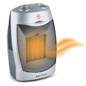 AeroHome 1500W / 750W Ceramic Portable Space Heater Indoor Electric Heater with Overheat & Tip Over Protection - Personal Room Heater with Thermostat Control for Home Bedroom and Office