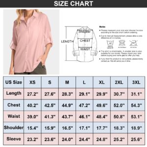 Women's Long Sleeve Safari Clothes UPF 50+ Hiking Fishing Shirts,Sun Protection Quick Dry Light Cooling Shirts(5019 Pink L)