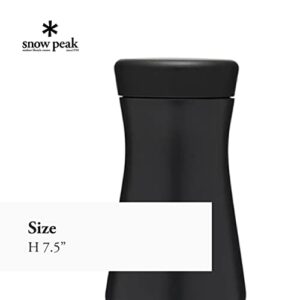 Snow Peak's Tsuzumi Bottle 350, TW-350BK, Stainless Steel, Vacuum-Sealed, Double-Walled, Made in Japan, Lifetime Product Guarantee, Lightweight for Camping & Everyday Use, Black