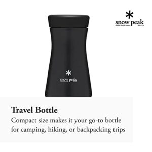 Snow Peak's Tsuzumi Bottle 350, TW-350BK, Stainless Steel, Vacuum-Sealed, Double-Walled, Made in Japan, Lifetime Product Guarantee, Lightweight for Camping & Everyday Use, Black