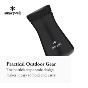 Snow Peak's Tsuzumi Bottle 350, TW-350BK, Stainless Steel, Vacuum-Sealed, Double-Walled, Made in Japan, Lifetime Product Guarantee, Lightweight for Camping & Everyday Use, Black