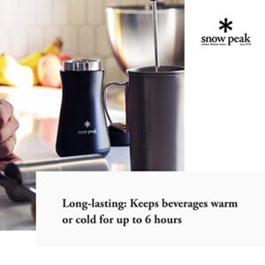 Snow Peak's Tsuzumi Bottle 350, TW-350BK, Stainless Steel, Vacuum-Sealed, Double-Walled, Made in Japan, Lifetime Product Guarantee, Lightweight for Camping & Everyday Use, Black