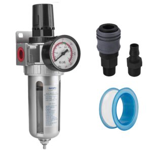 nanpu 1/2" npt compressed air filter regulator combo, air filter pressure regulator gauge kit water separator w/pressure gauge, 150psi