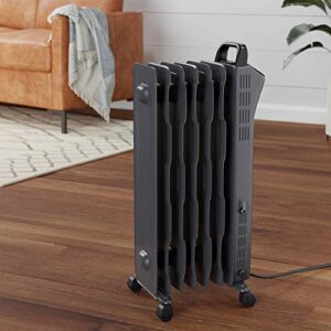 Amazon Basics Portable Digital Radiator Heater with 7 Wavy Fins and Remote Control, Black, 1500W, 9.8 x 26.5 x 13.1 in