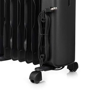 Amazon Basics Portable Digital Radiator Heater with 7 Wavy Fins and Remote Control, Black, 1500W, 9.8 x 26.5 x 13.1 in