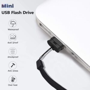 64GB 2 Pack USB Flash Drive K&ZZ Ultra Slim Thumb Drive USB 2.0 Memory Stick USB Drive Data Stick Expansion Disk with Black Portable Lanyard (64GB, 2 Pack Bundle)