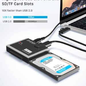 BYEASY SATA/IDE USB 3.0 Adapter, Hard Drive Reader with USB A and USB C for Universal 2.5"/3.5" Inch External HDD/SSD with 12V 2A Adapter, Support 12TB for Windows and Mac OS