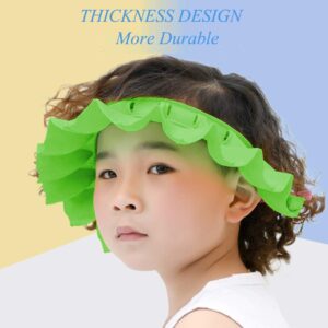 Soft Baby Shower Cap - Adjustable Silicone Shower Hat Head Ear Protector Water Hats for Kids - Toddler Safety Shampoo Shower Cap Hair Washing Visor Bath Accessories (Green)