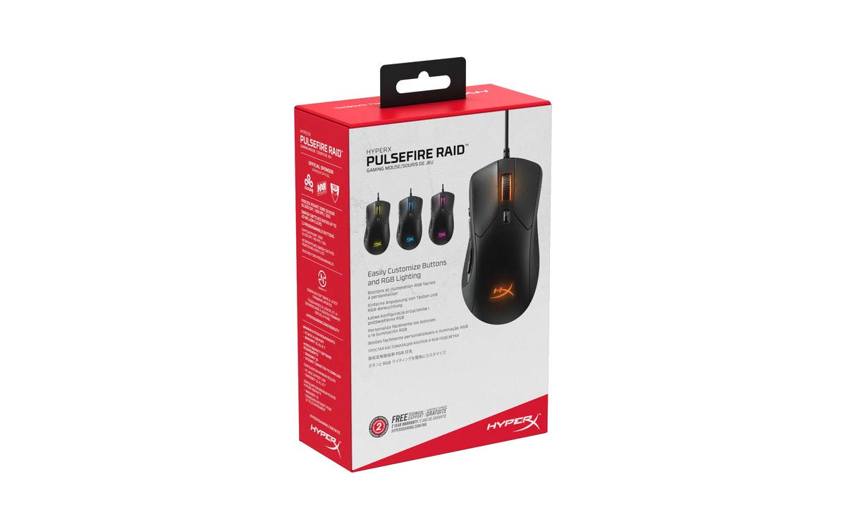 HyperX Pulsefire Raid – Gaming Mouse, 11 Programmable Buttons, RGB, Ergonomic Design, Comfortable Side Grips, Software-Controlled Customization,Black