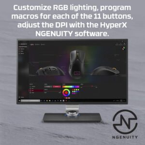 HyperX Pulsefire Raid – Gaming Mouse, 11 Programmable Buttons, RGB, Ergonomic Design, Comfortable Side Grips, Software-Controlled Customization,Black