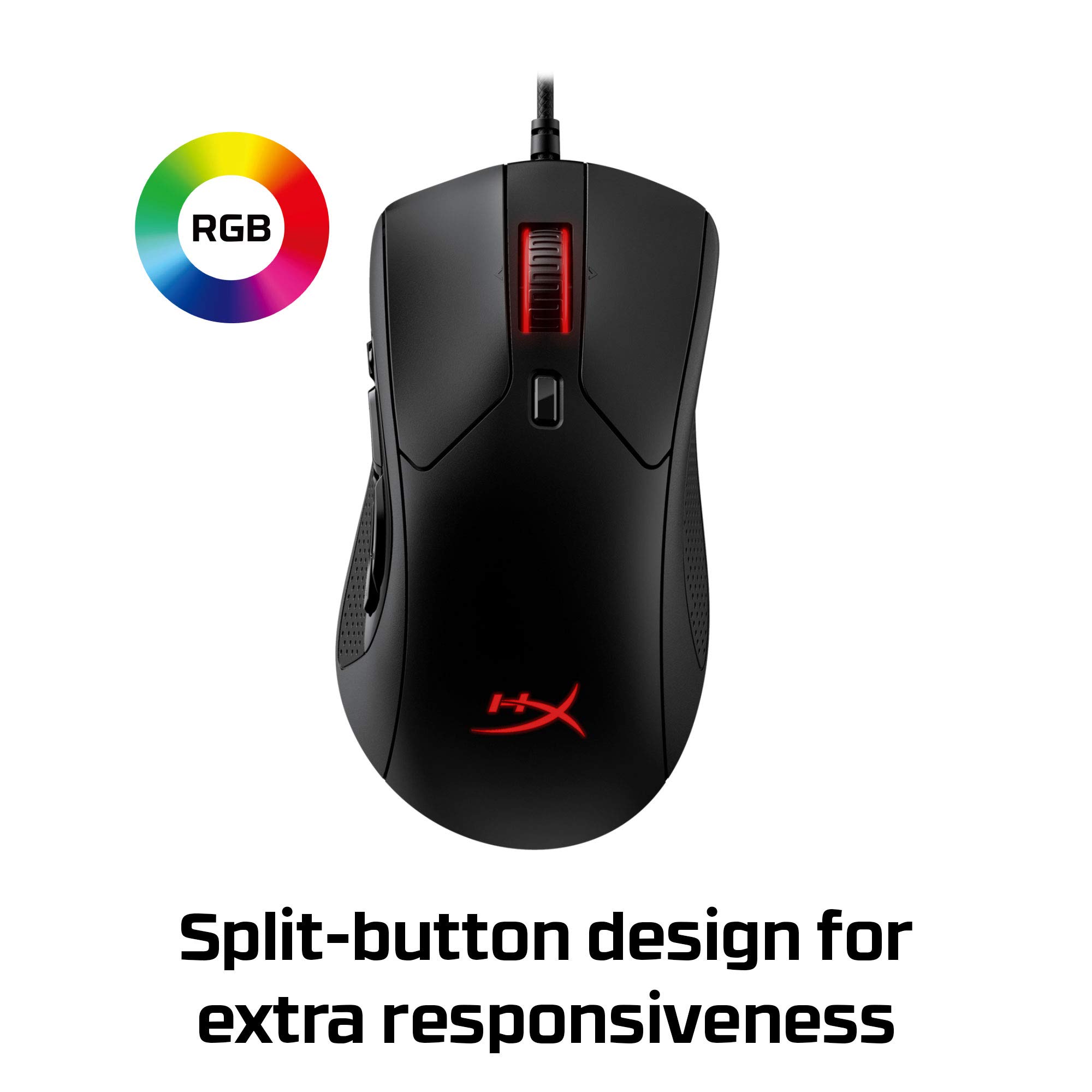 HyperX Pulsefire Raid – Gaming Mouse, 11 Programmable Buttons, RGB, Ergonomic Design, Comfortable Side Grips, Software-Controlled Customization,Black