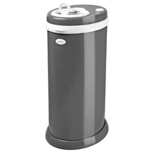 ubbi steel diaper pail, odor locking, no special bag required, award-winning, registry must-have, slate