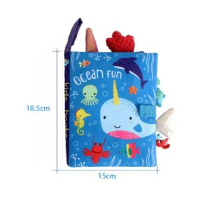 ORAPOH Dinosaur and Ocean Tail Baby Early Education Toy, Activity Crinkle Cloth Book for Toddler, Infants and Kids Perfect for Baby Shower (2 Packs)