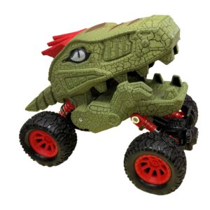 Aeromax Dino-Faur Pull Back Dinosaur Truck, Green with Red Accent