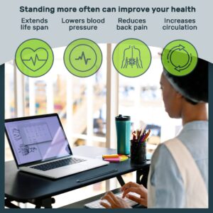 TechOrbits Standing Desk Converter - 32 Inch Adjustable Sit to Stand Up Desk Workstation, Particle Board, Dual Monitor Desk Riser with Keyboard Tray, Desktop Riser for Home Office Laptop, Black 32"