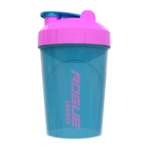 rogue energy shaker bottle, 16-ounce, 500ml, bpa free, dishwasher safe, blue & pink (unicorn edition)