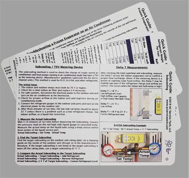 AC Service Tech LLC HVAC Quick Reference Cards for Refrigerant Charging and Troubleshooting