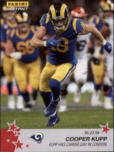 2019 panini instant nfl #83 cooper kupp los angeles rams has career day in london 10.27.19 print run 79