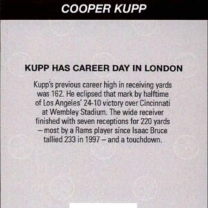 2019 Panini Instant NFL #83 Cooper Kupp Los Angeles Rams Has Career Day in London 10.27.19 Print Run 79