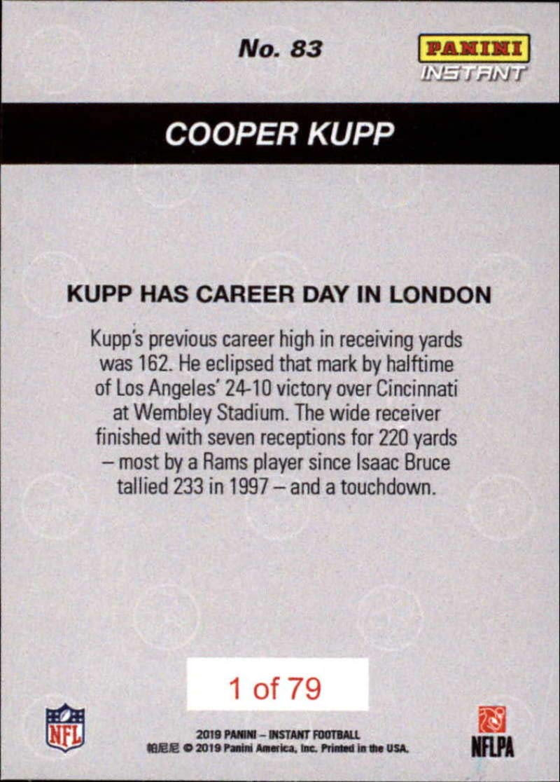 2019 Panini Instant NFL #83 Cooper Kupp Los Angeles Rams Has Career Day in London 10.27.19 Print Run 79