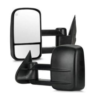 perfit zone towing mirrors compatible with 2007-2014 chevy silverado for gmc sierra 1500 2500 3500 hd yukon tahoe black power heated convex lens manual folding pair set driver passenger lh rh