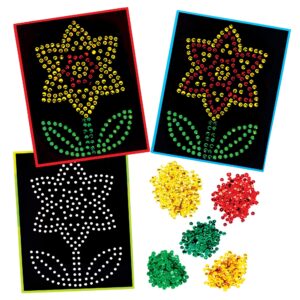 baker ross at604 daffodil sequin craft kits - pack of 4, creative art and craft supplies for kids to make and decorate, green,orange,yellow