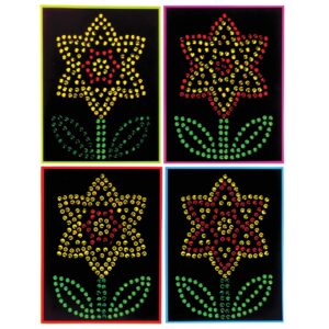 Baker Ross AT604 Daffodil Sequin Craft Kits - Pack of 4, Creative Art and Craft Supplies for Kids to Make and Decorate, Green,Orange,Yellow