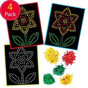 Baker Ross AT604 Daffodil Sequin Craft Kits - Pack of 4, Creative Art and Craft Supplies for Kids to Make and Decorate, Green,Orange,Yellow