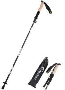 a alafen walking stick - collapsible trekking pole for men and women,7075 aluminum hiking stick for seniors, black 1pc