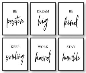 giftsfarm inspirational wall art, motivational office wall art for living room and bedroom, office decor (set of 6, 8x10in, unframed)