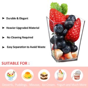 Eupako 50 Pack 5 oz Square Clear Plastic Dessert Cups Small Clear Plastic Tumbler Cups Great for Desserts, Appetizers, Puddings, Mousse and More