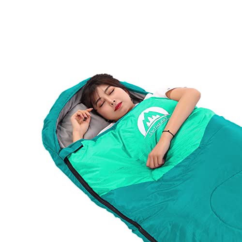 SWTMERRY Sleeping Bag 3 Seasons (Summer, Spring, Fall) Warm & Cool Weather - Lightweight,Waterproof Indoor & Outdoor Use for Kids, Teens & Adults for Camping Hiking, Backpacking (Emerald Green)