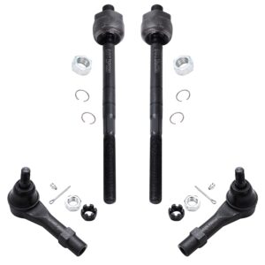 detroit axle - 4 front inner outer tie rods for 1998-2011 ford ranger, 1998-2001 explorer mercury mountaineer mazda b2500, inner outer tie rod end links replacement