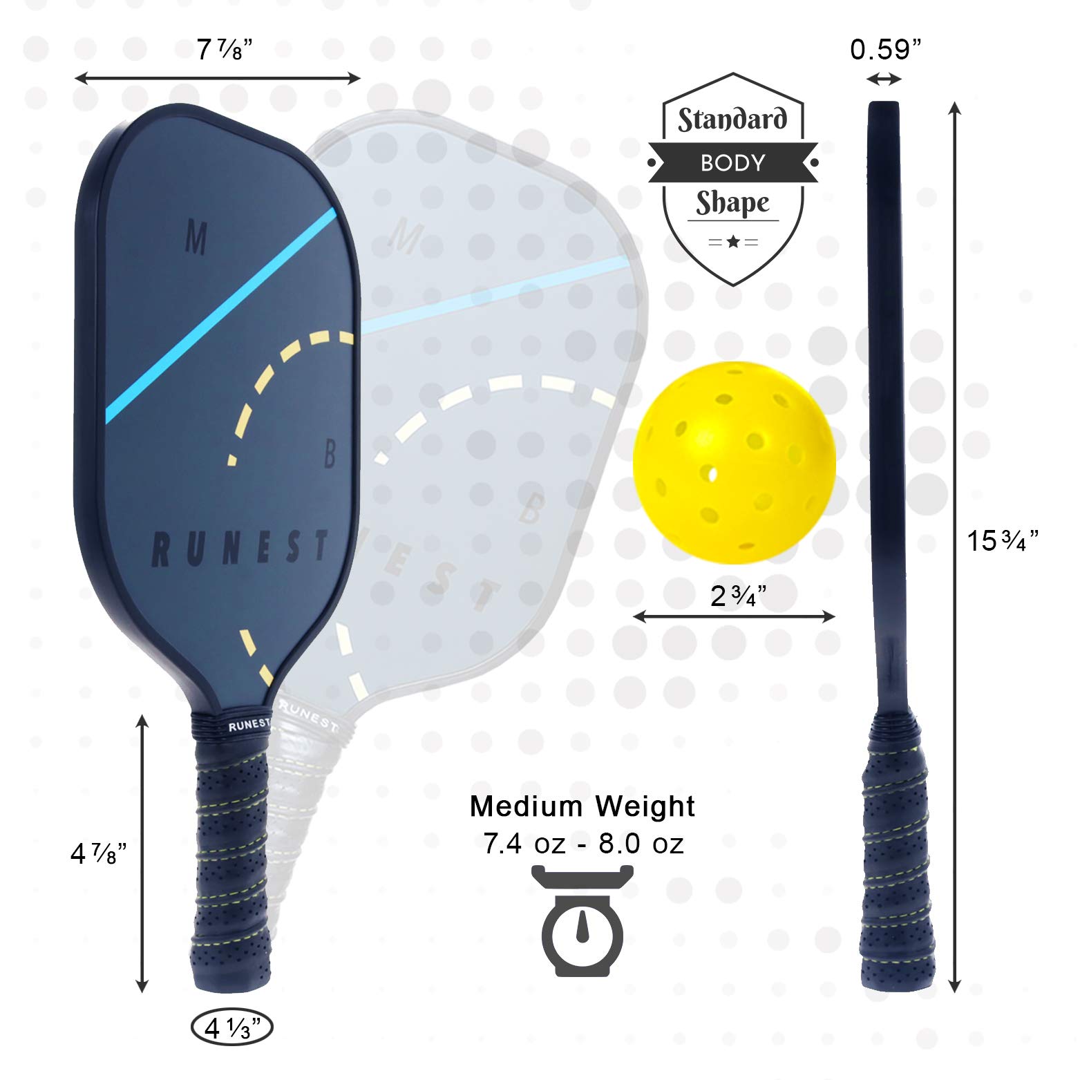 MB RUNEST Pickleball Paddles Set with Bag and Covers - Lightweight Rackets with Composite Honeycomb Core, Premium Graphite Face, Covers, Extra Grips & 4 USAPA Approved Outdoor Balls