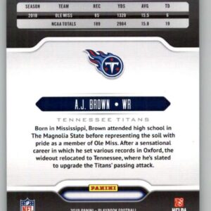 2019 Playbook Football #114 A.J. Brown Tennessee Titans RC Rookie Card Official NFL Trading Card From Panini America